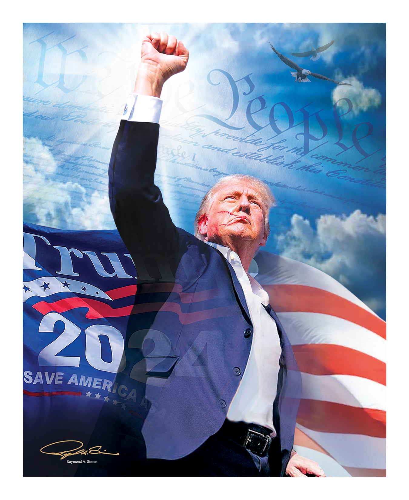 Donald Trump Painting - 'Fight, Fight, Fight' | Get It Now! – Ray Simon Art